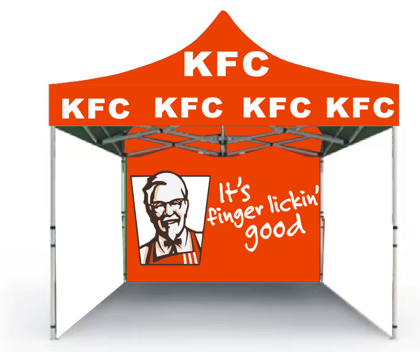 10 Ft X 10ft KFC Advertising Pop up Tent with Back Wall Banner