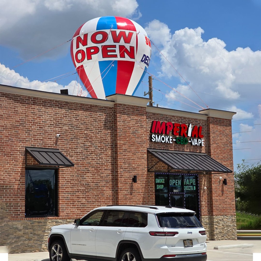 22ft Tall Now Open Smoke Shop Giant Roof Top Balloon | BUY OR RENT