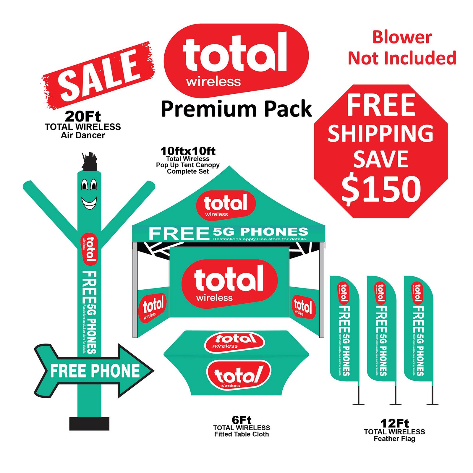 Premium Pack Total Wireless – FREE 5G PHONES | Arrow Air Dancer + 10x10 ...