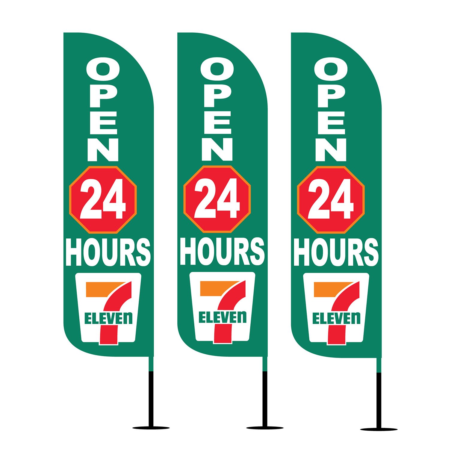 7-Eleven 12ft Feather Flag Set – 3-Pack | Outdoor Promotional Signage