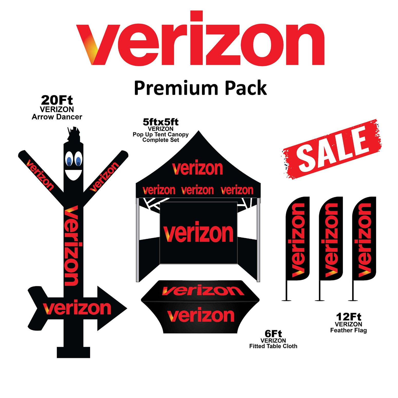 Verizon Black Color Premium Pack – Complete Set with Air Dancer, 5ft ...