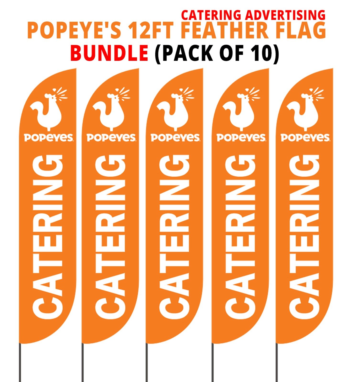 12ft Popeye’s Outdoor Catering Feather Flags Dallas – Pack of 10 ...