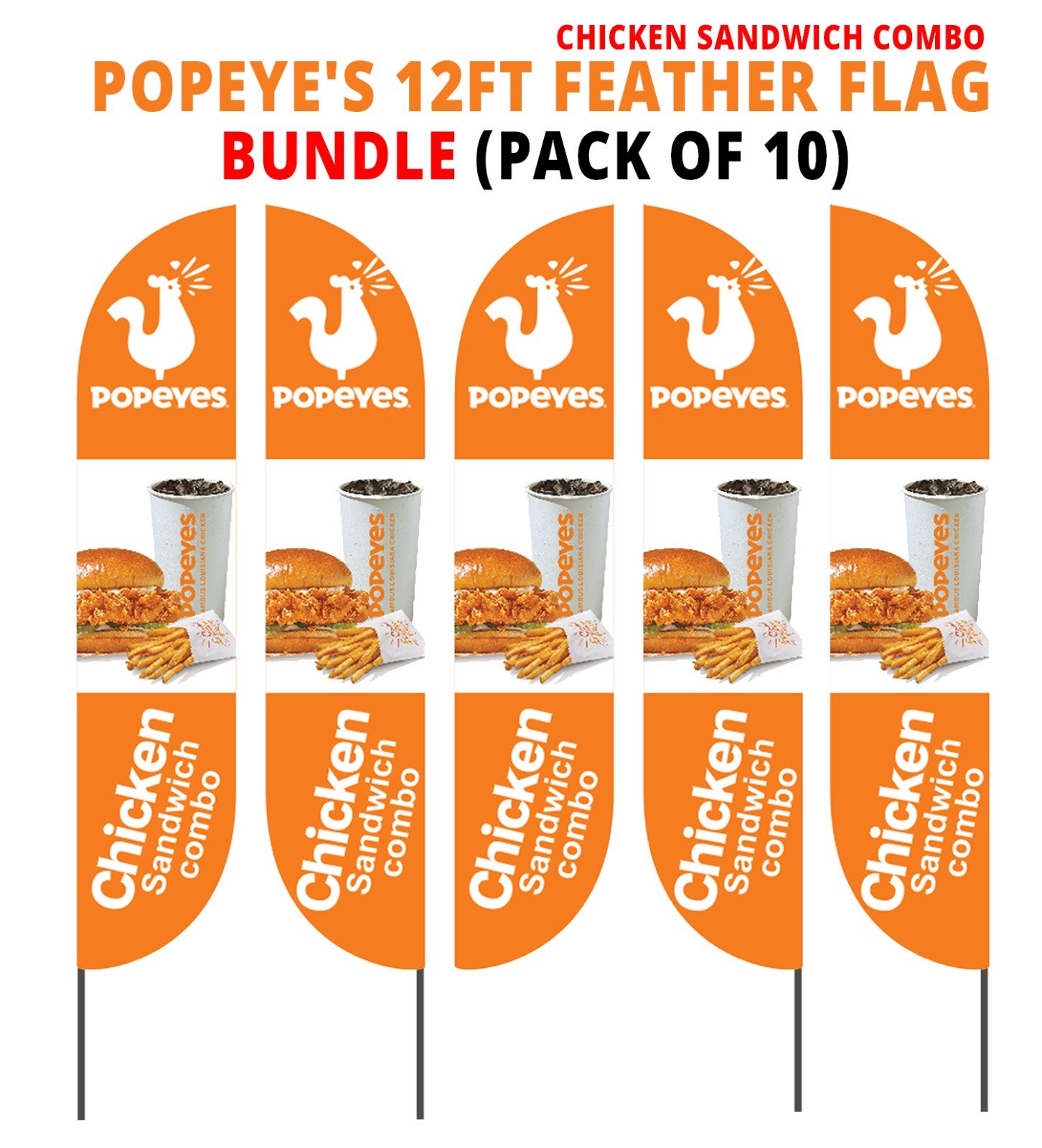 Single Layer – 12ft Popeye’s Chicken Sandwich Combo Feather Flags ...