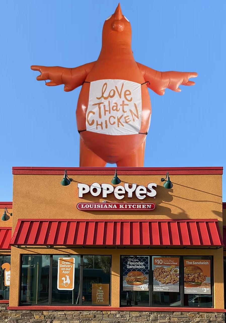 22ft Popeyes “Love That Chicken” Balloon | Rooftop Inflatable for ...