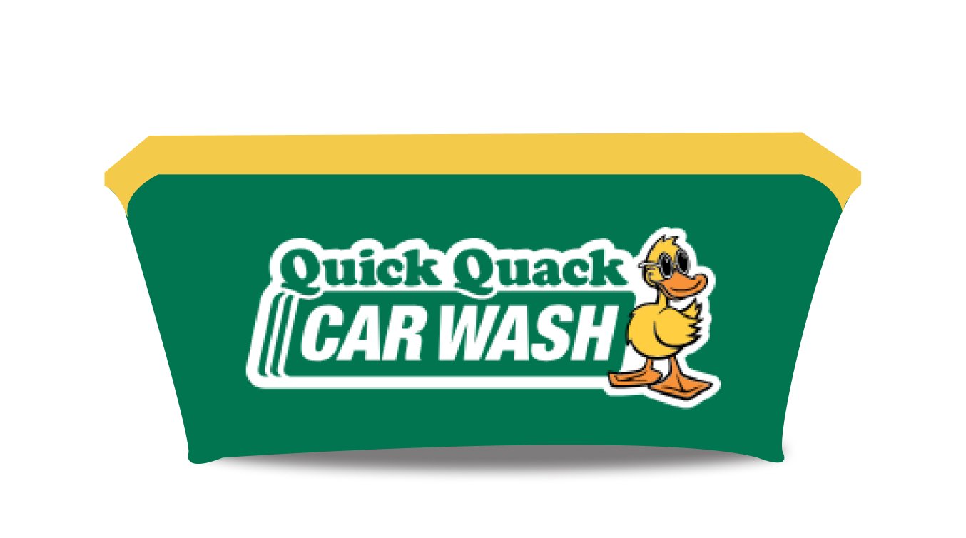 6ft Quick Quack Car Wash Table Cover | Custom Printed Event Tablecloth USA – Arrow Dancer