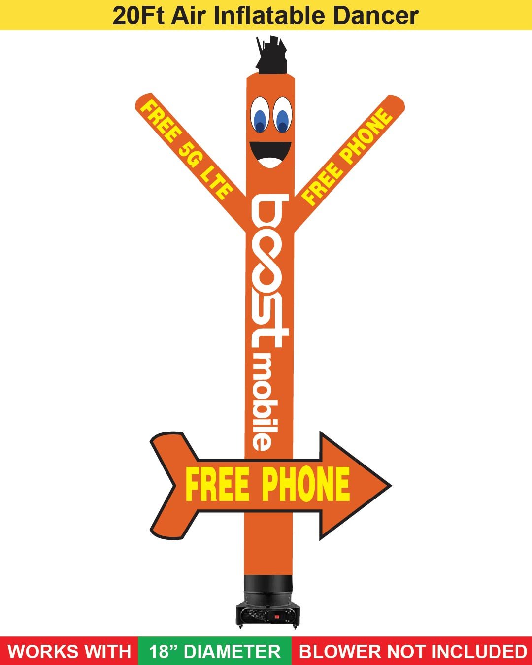 20ft Boost Mobile Air Dancer with Arrow – Free Phone Directional ...